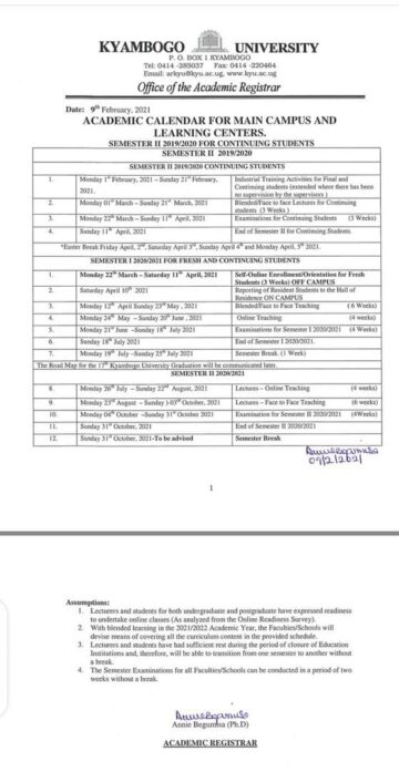 Kyambogo Releases Detailed Academic Calendar - Campus Bee Kyambogo Releases Detailed Academic Calendar - Campus Bee