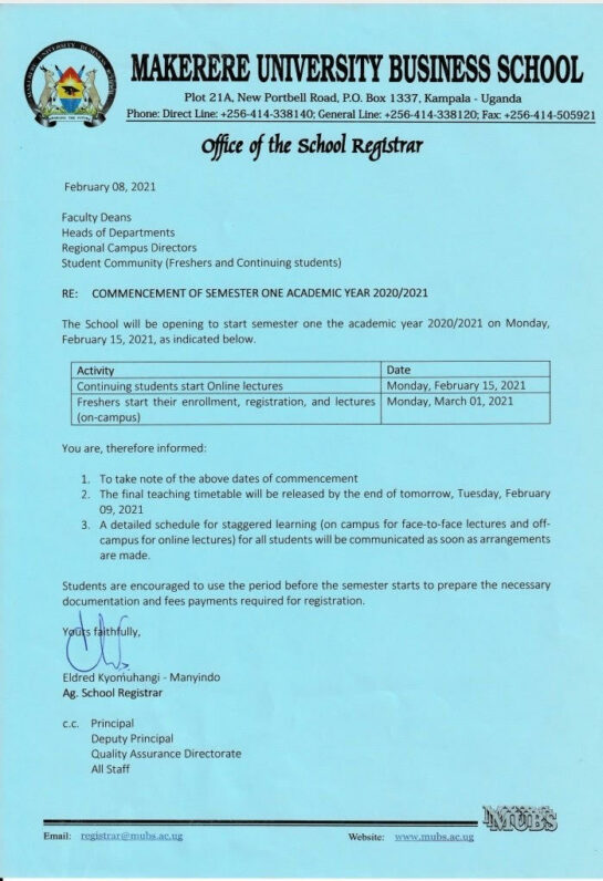 MUBS Releases Campus Reopening Dates - Campus Bee