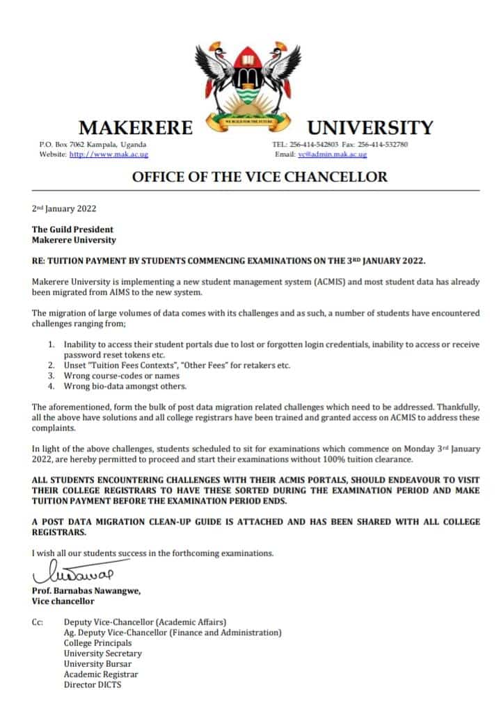 Makerere University Relaxes Policy on Full Tuition Payment Before ...