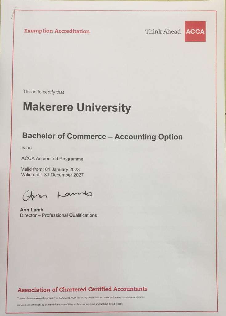 ACCA Accredits MUBS' BCOM - Accounting Programme - Campus Bee