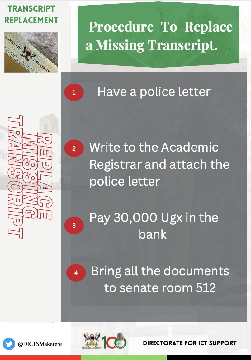 Makerere University: Procedure to Replace Lost or Missing Transcripts ...